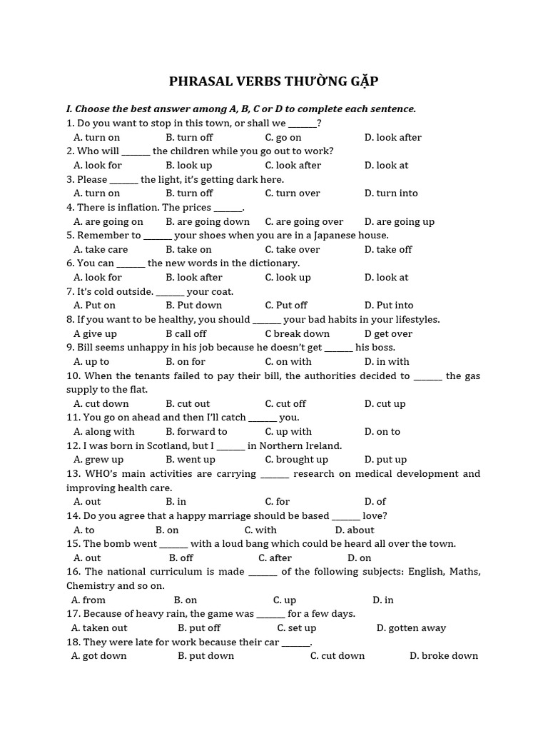 Phrasal Verbs Practice | PDF