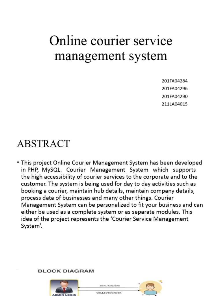 Online Courier Service Managemnet System | PDF | Microsoft Windows ...
