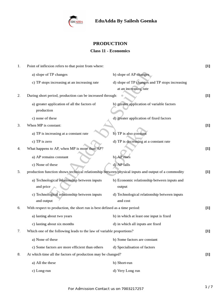 Production Question | PDF | Production Function | Long Run And Short Run