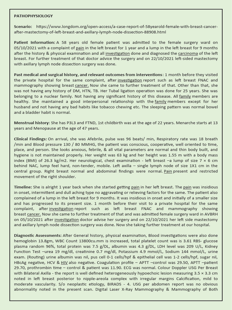 Breast Cancer Pathophysiology | PDF