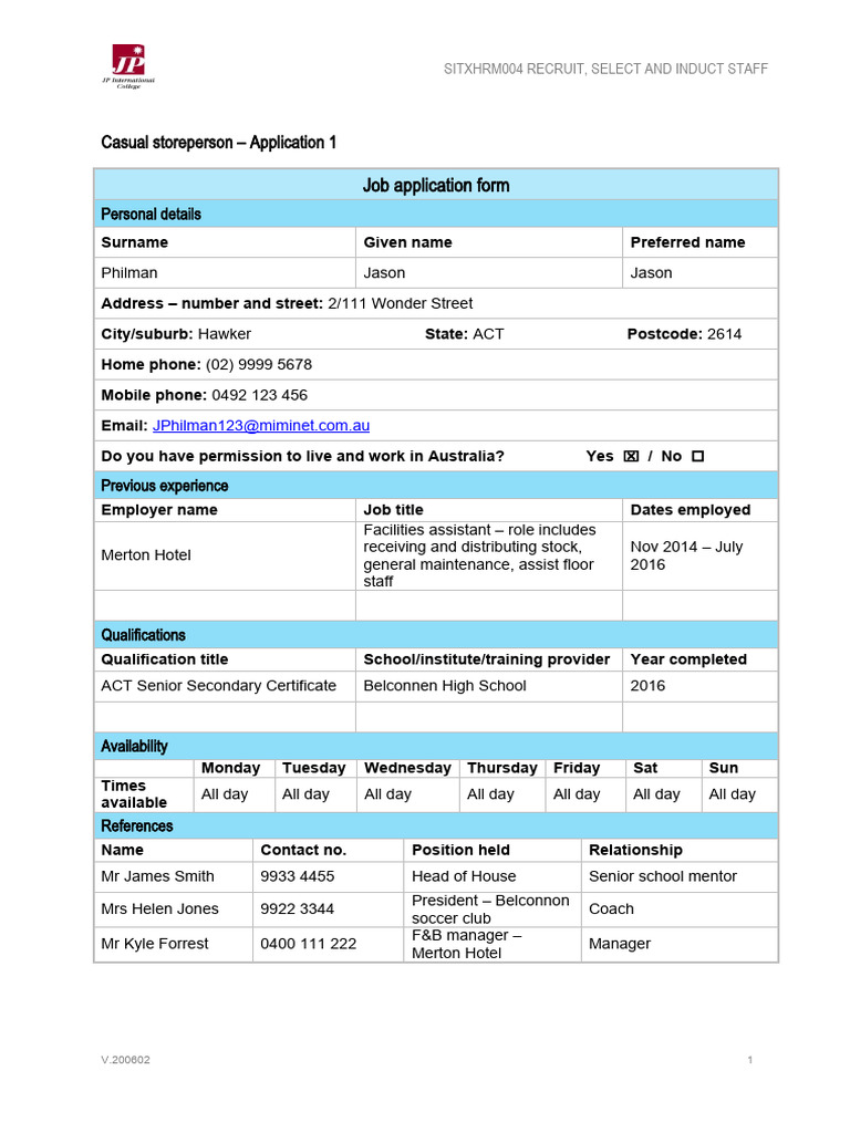 Assessment_D_Application_forms | PDF | Business
