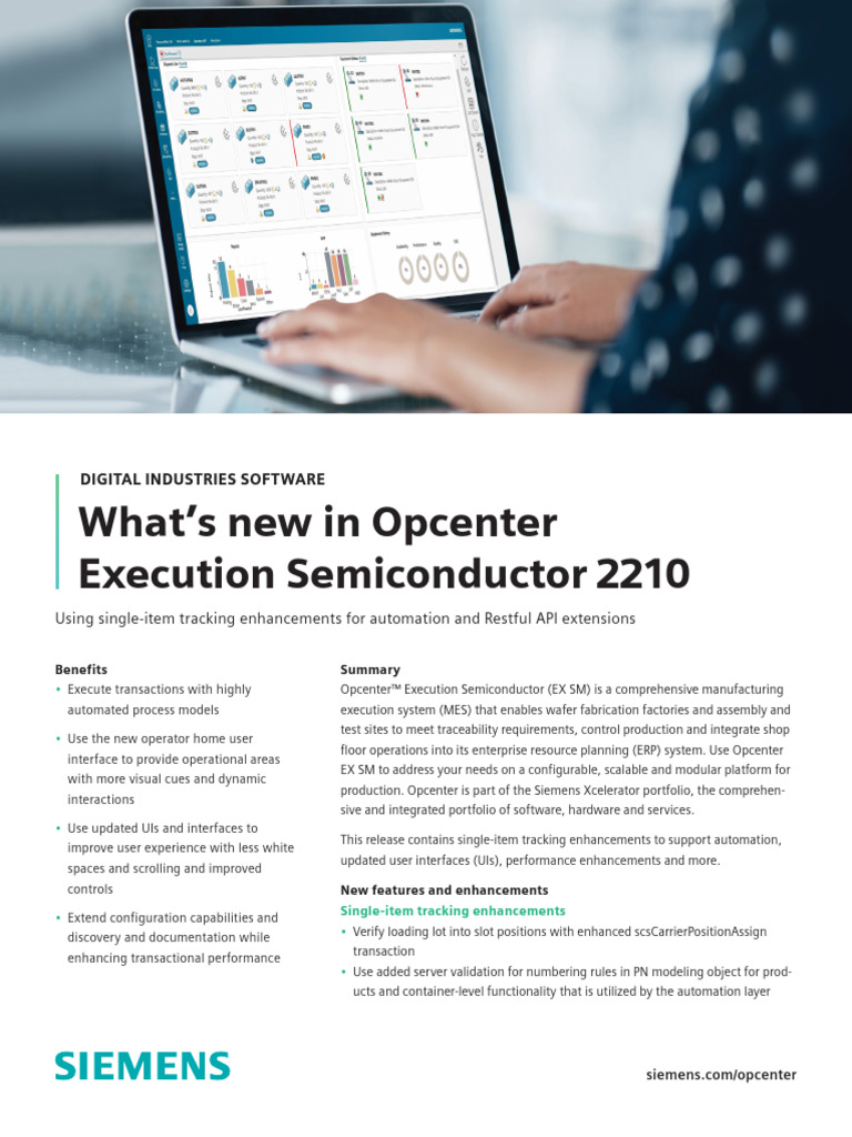 Siemens SW-Siemens-Opcenter-Execution-Semiconductor-2210-Fact Sheet (1) - tcm27-109029 | PDF