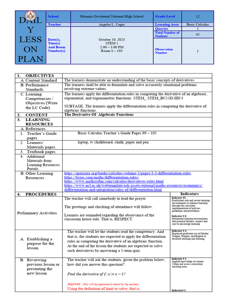 CO1 - Basic Calculus | PDF