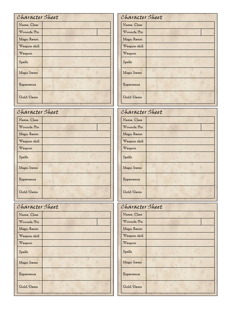 Character Sheets | PDF