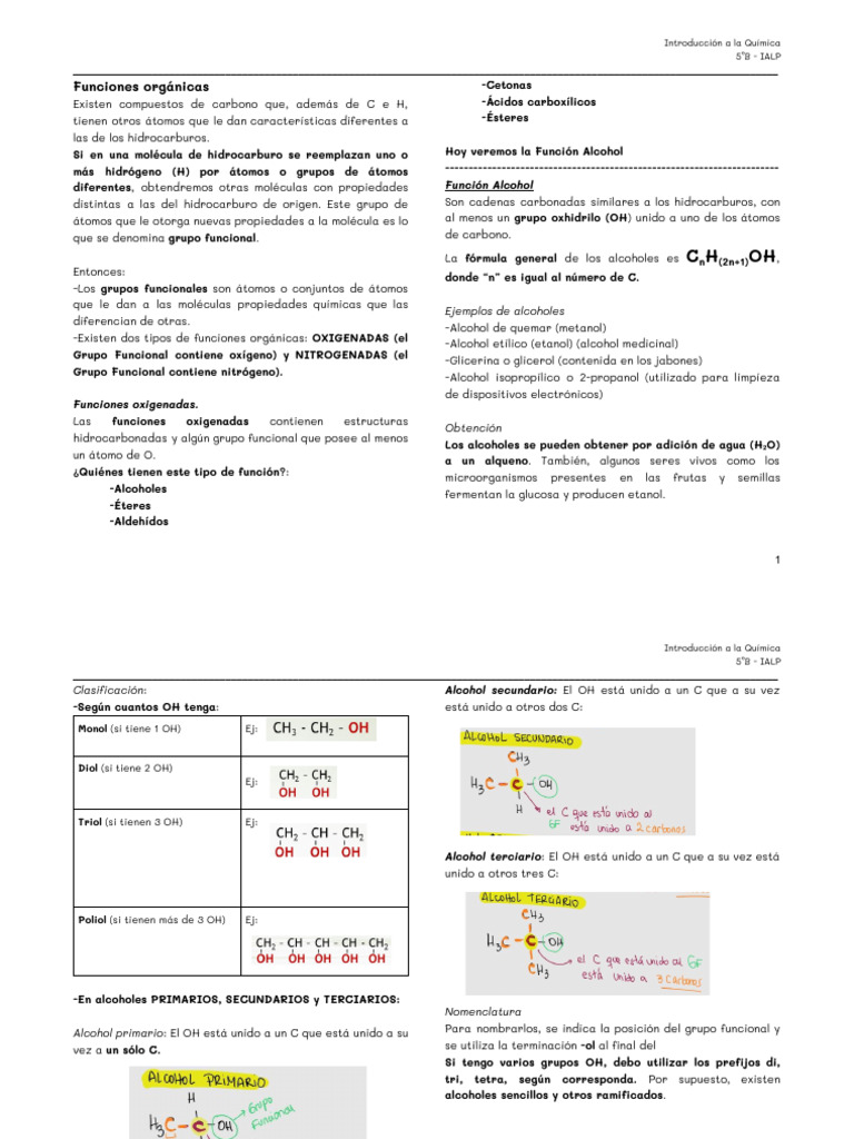 Trabajo Práctico - Alcoholes | PDF | Compuestos orgánicos | Hidrocarburos