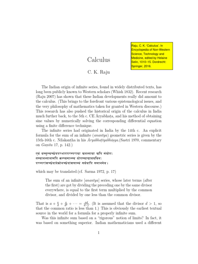 CKR Springer Encyclopedia Calculus 1 Final | PDF | Field (Mathematics) | Numbers