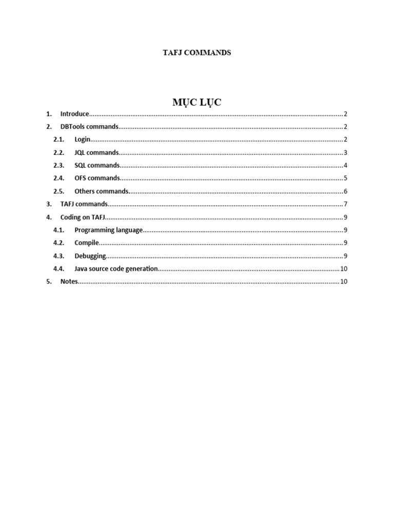 TAFJ Commands v0.2 | PDF