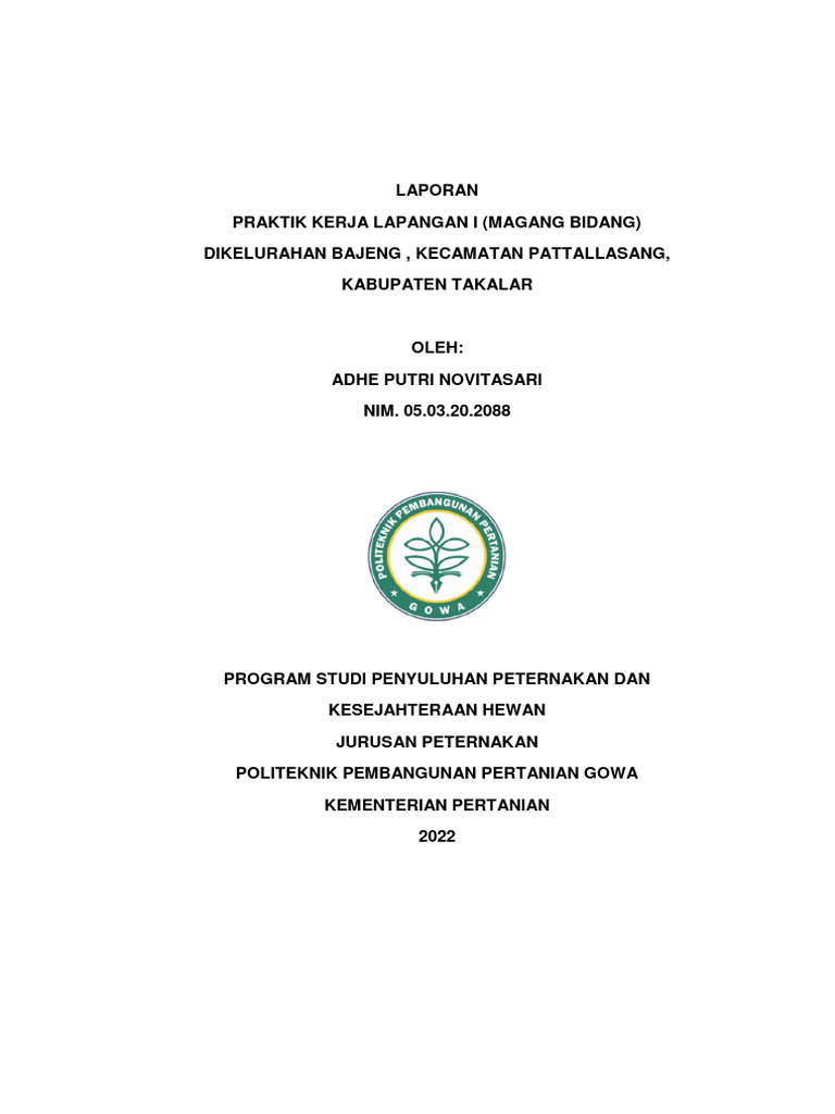 LAPORAN PKL 1 PETERNAKAN | PDF
