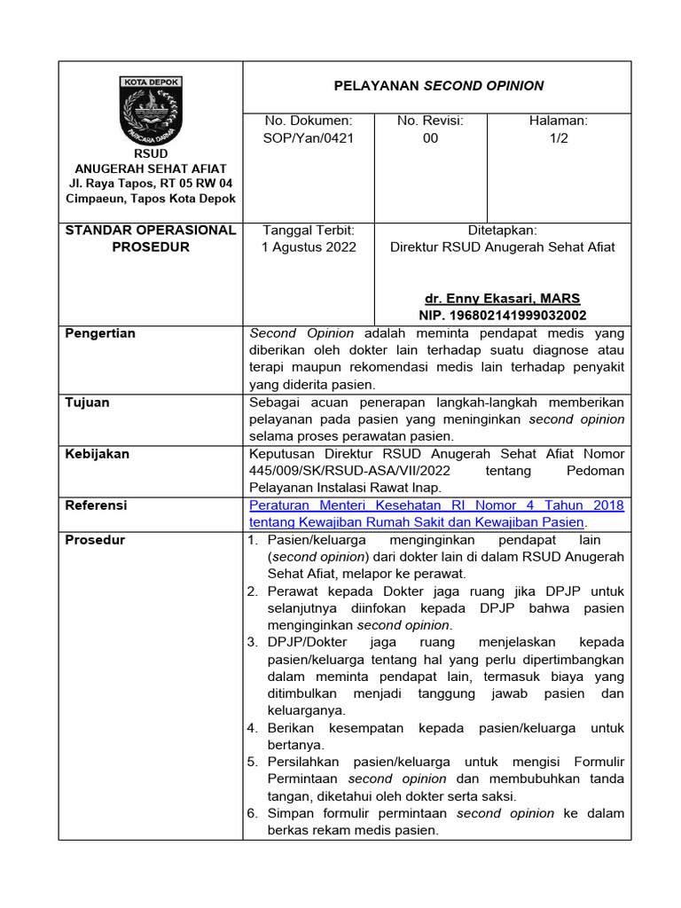 SOP Second Opinion | PDF