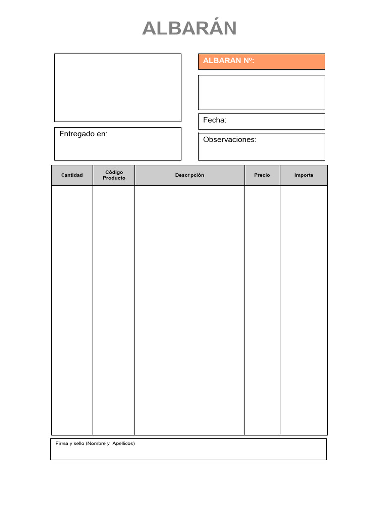 Formato de Albarán para Entregas | PDF