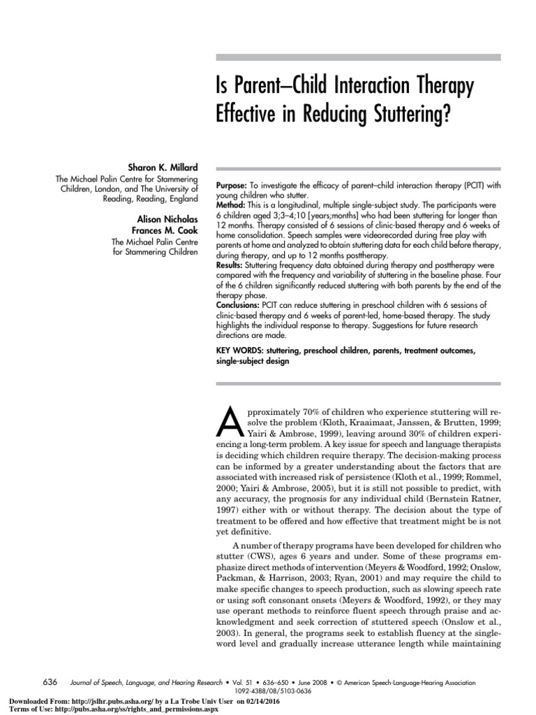 Efficacy of PCIT for Preschool Stuttering | PDF | Wellness