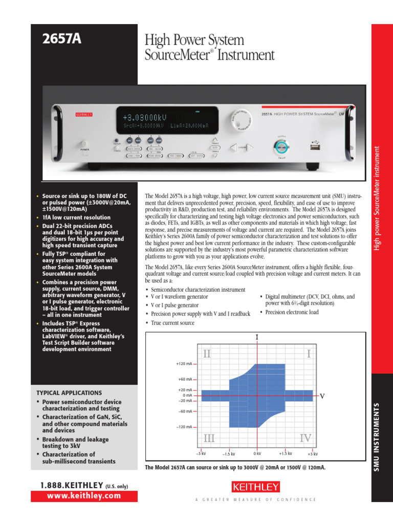 Keithley High Voltage SourceMeter 2657A DataSheet | PDF | Analog To ...