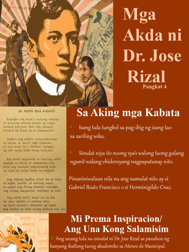 Mga Akda Ni Rizal - Pangkat 4 - FILIPINO9 | PDF