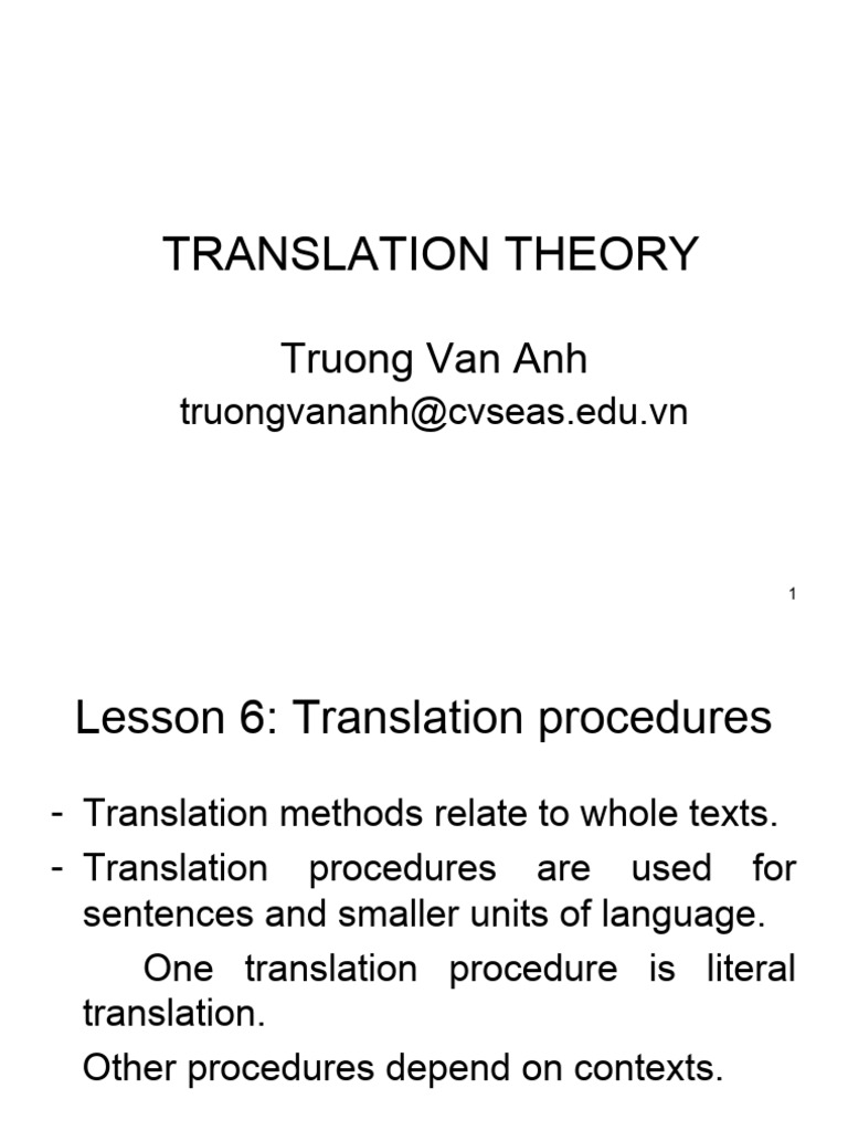 Translation Procedures Overview | PDF