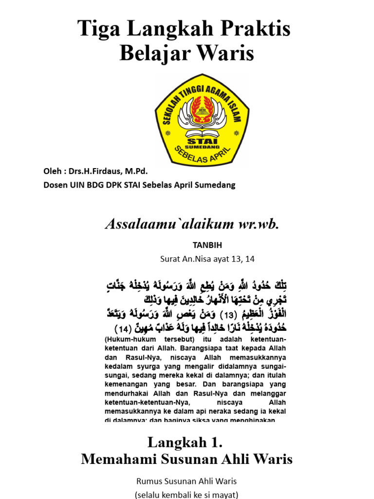 Susunan Ahli Waris Pihak Laki-laki | PDF