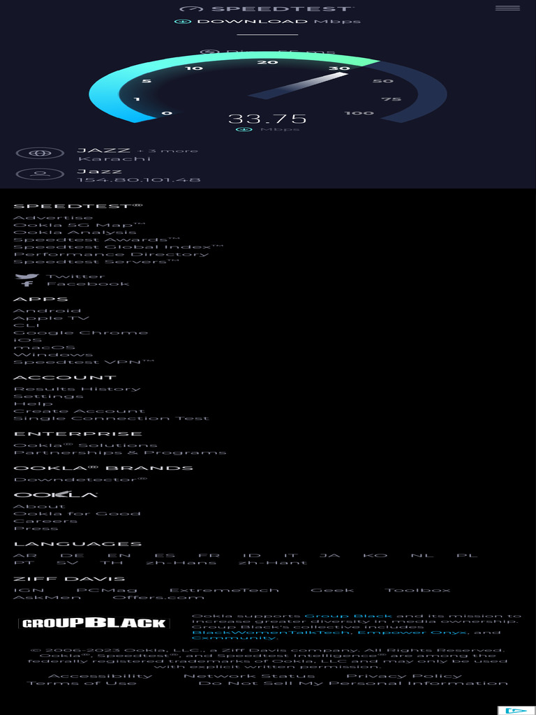 Speedtest by Ookla - The Global Broadband Speed Test | PDF