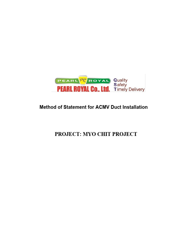 02 Method of Statement For ACMV Duct Installation | PDF