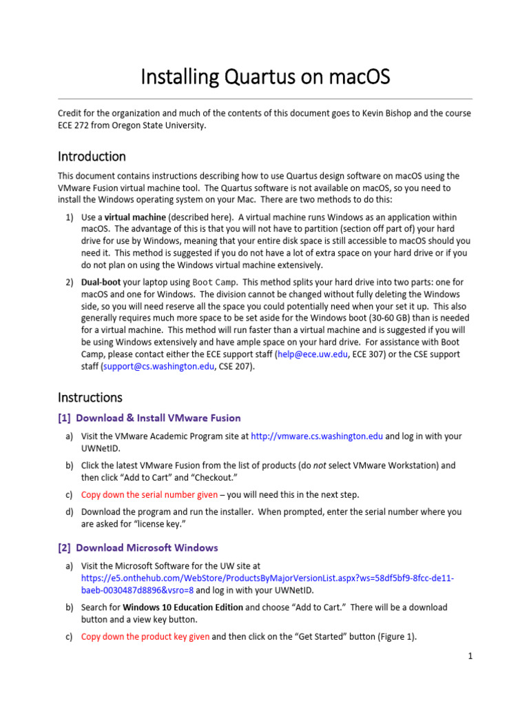 macOS Quartus Install | PDF | Windows 10 | Virtual Machine