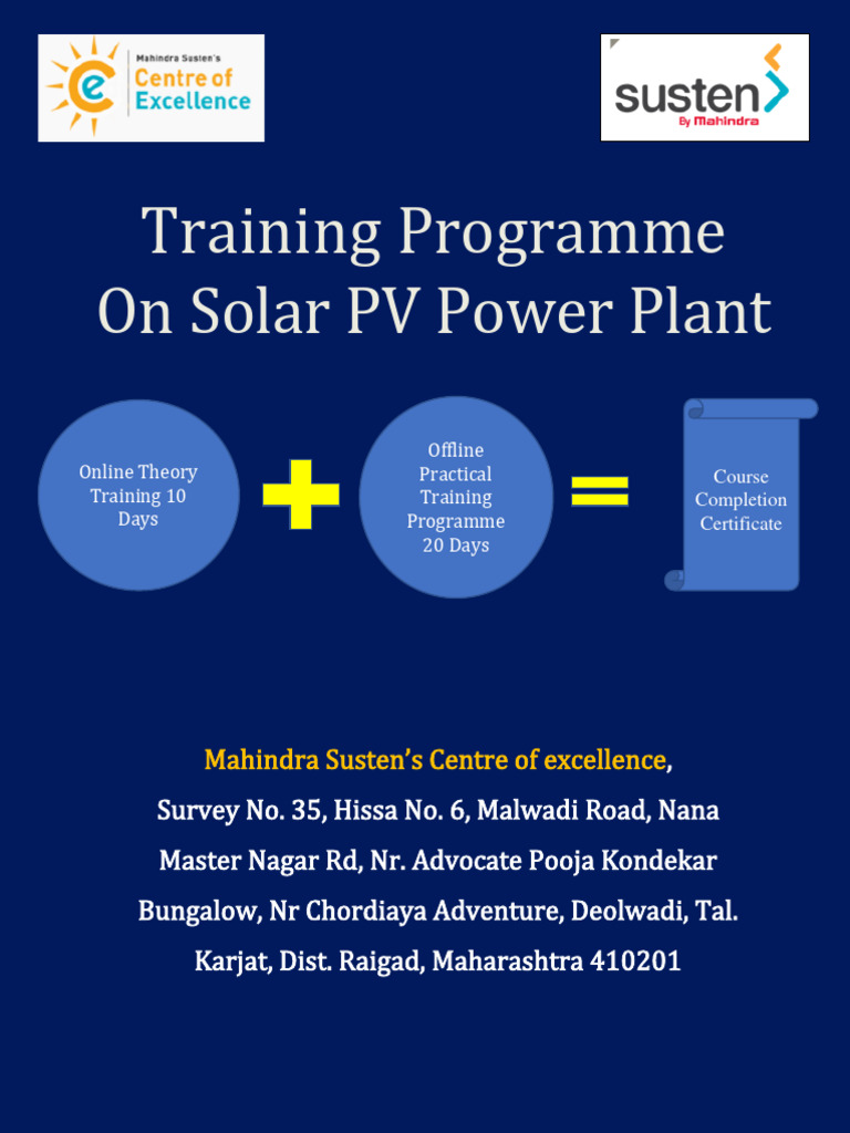 Solar PV Power Plant Training Programme | PDF