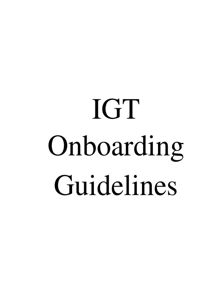 New IGT Onboarding Guidelines | PDF