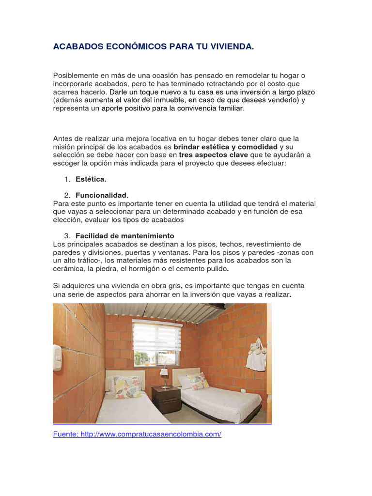 Acabados Económicos para Tu Vivienda | PDF