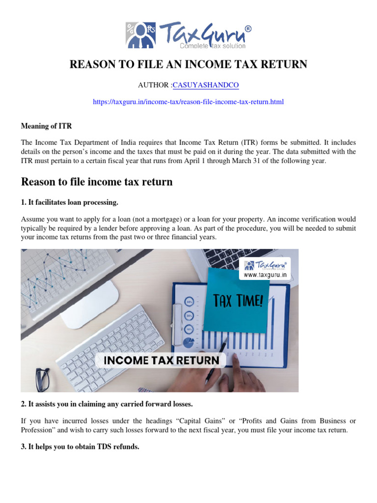 Reason To File An Income Tax Return - Taxguru - in | PDF