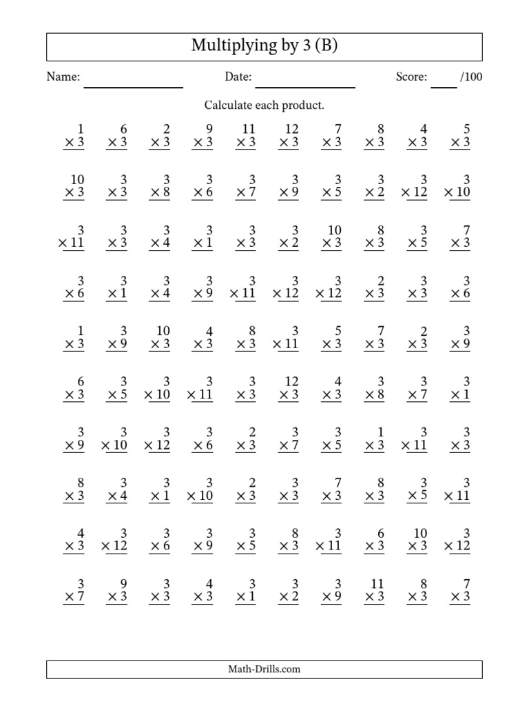 Multiplication Practice: Times 3 | PDF