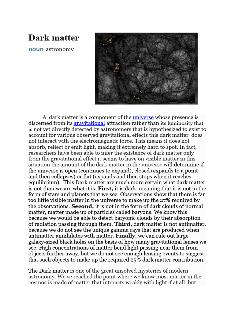 Dark Matter Astronomy Extended Definition | PDF | Dark Matter | Matter