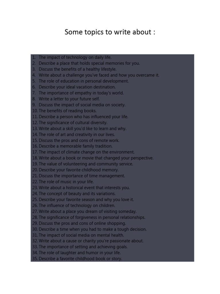 Engaging Lifestyle Writing Topics | PDF | General Fiction | Lifestyle
