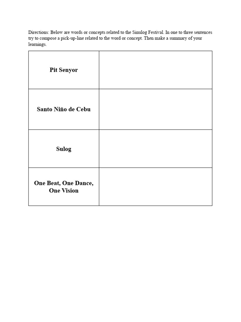 Sinulog Activity | PDF