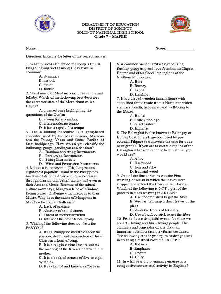 4th Quarter Exam | PDF | Language Arts & Discipline | Foreign Language Studies
