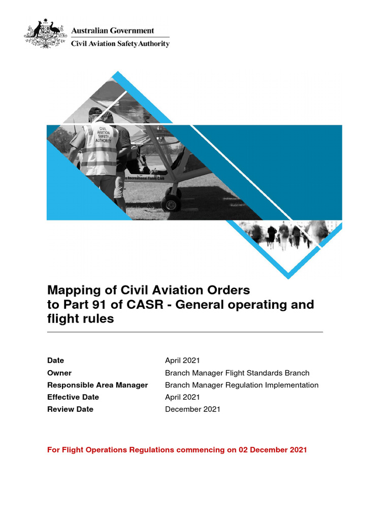 Mapping Civil Aviation Orders to CASR 91 | PDF | Takeoff | Airplane