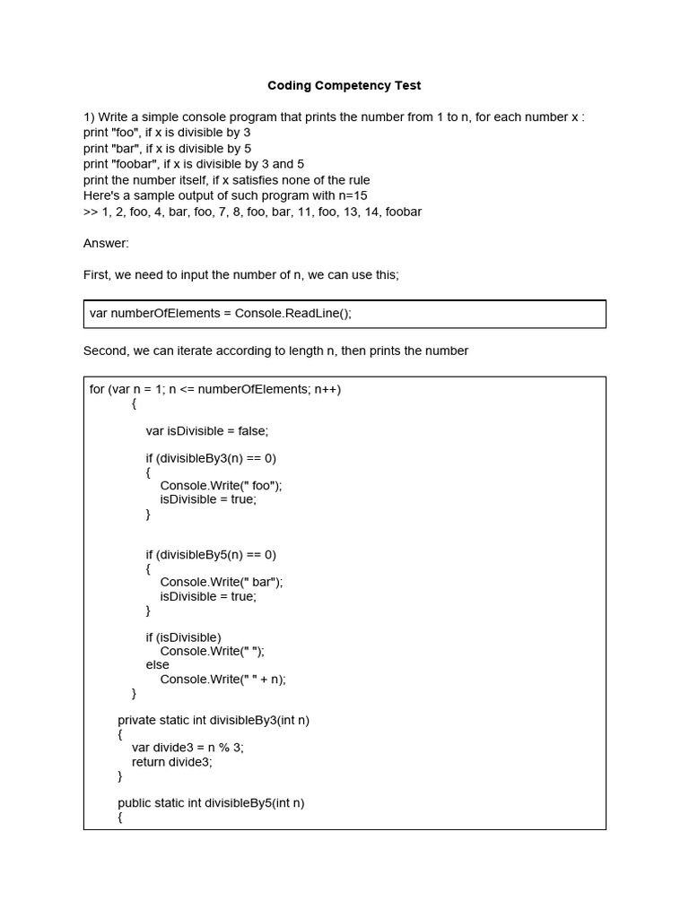 Coding Competency Test | PDF