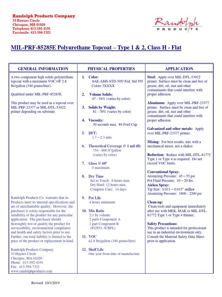 MIL PRF 85285E Type 1 2 Flat | PDF