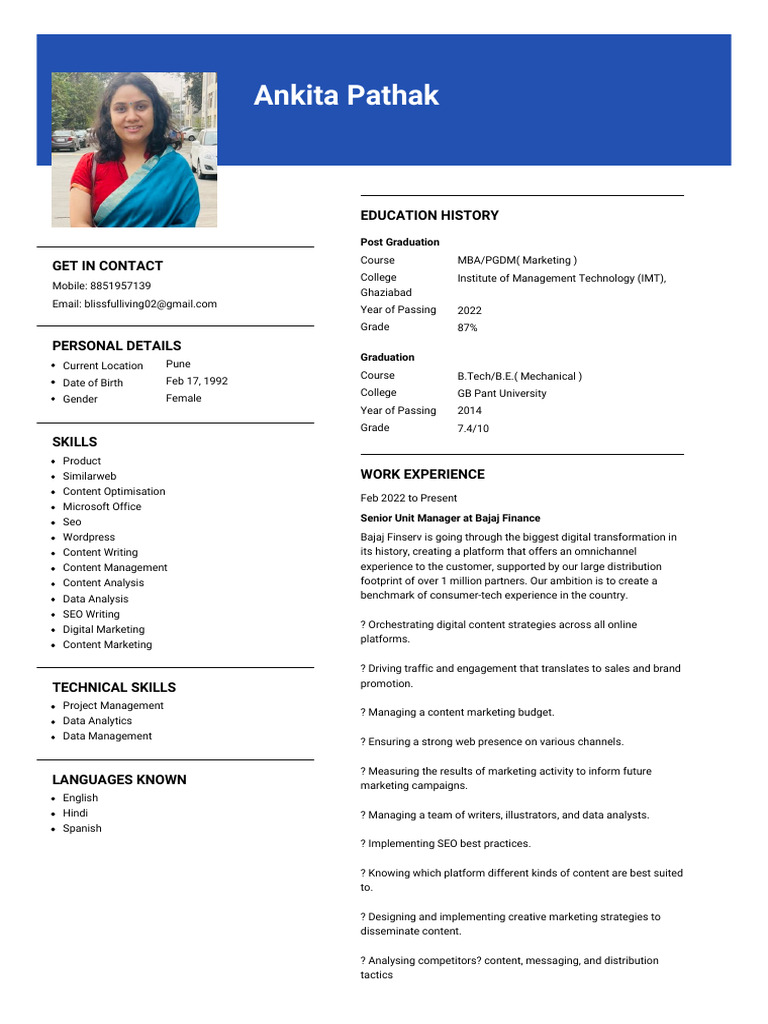 Resume - Ankita Pathak - Marketing Manager | PDF