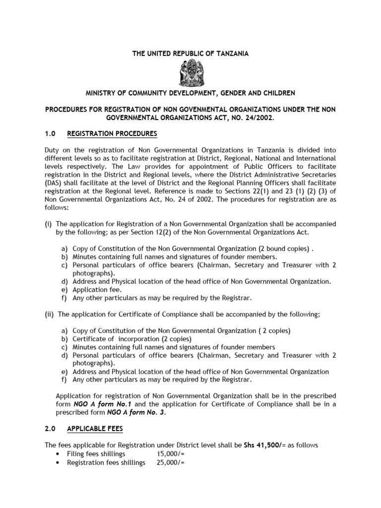 Procedures For NGOs | PDF