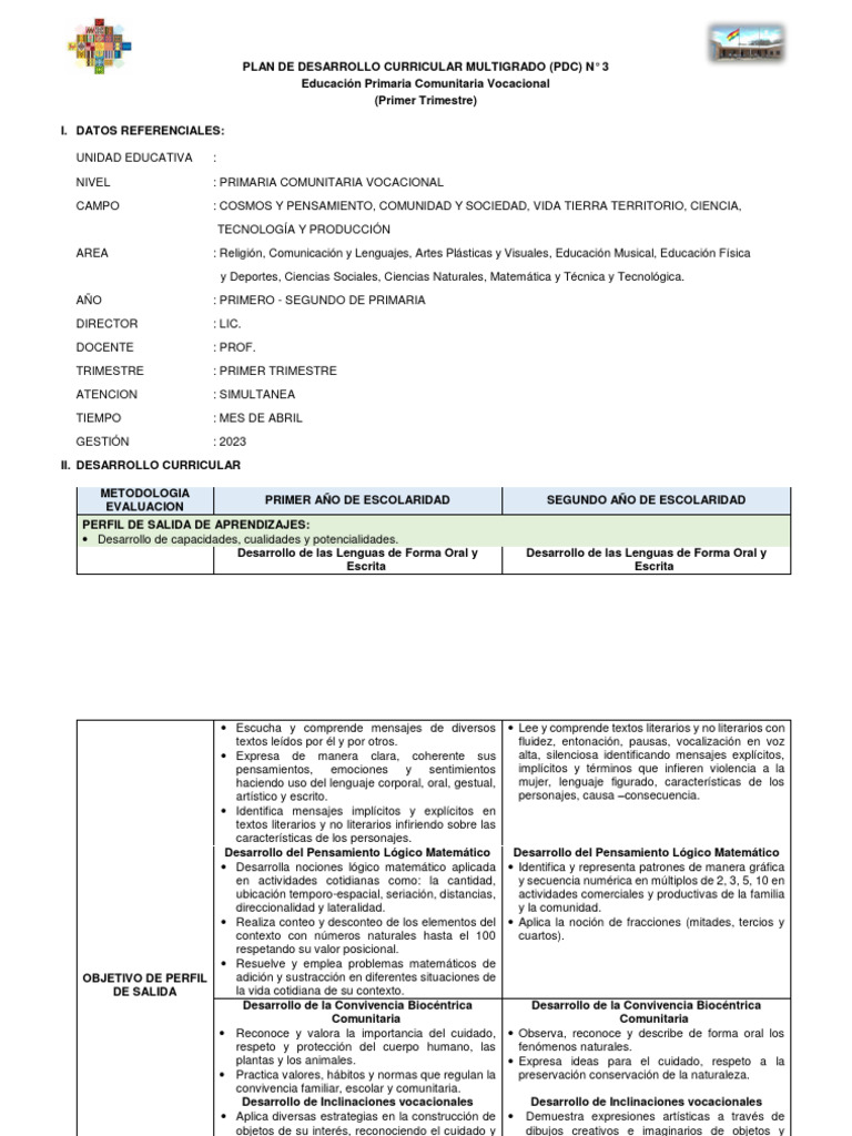 Plan Multigrado-Abril 1° y 2° - Primaria | PDF | Ciencias sociales