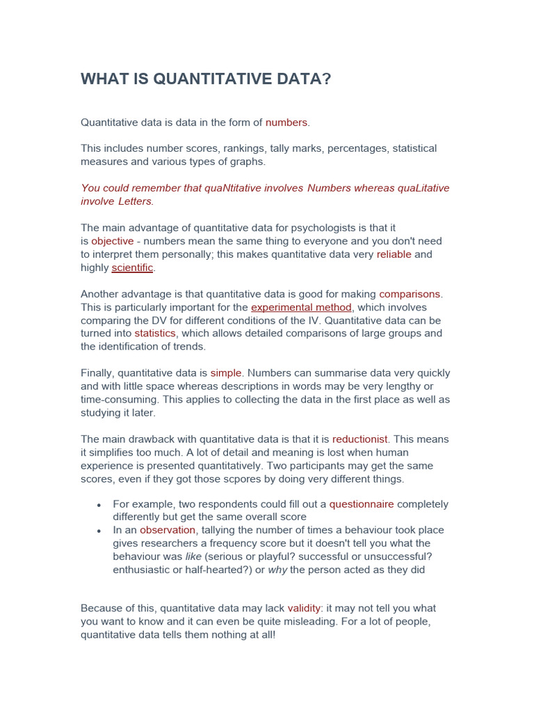 WHAT IS QUANTITATIVE DATA | PDF