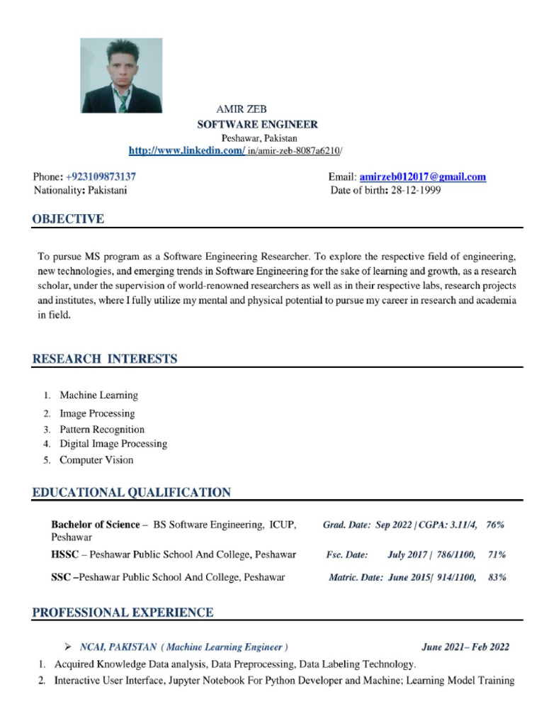 Amir Zeb CSC CV | PDF