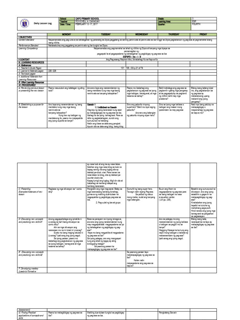 G3 DLL Q4 Week 4 Esp | PDF