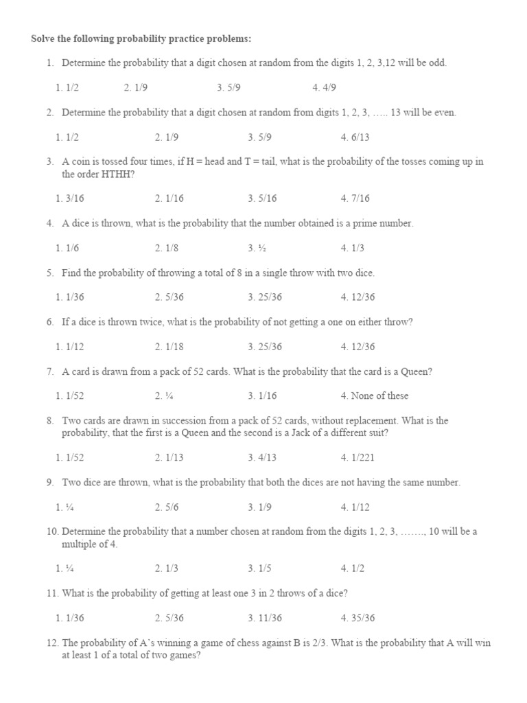 Please Solve The Following Probability Practice Problems | PDF ... Please Solve The Following Probability Practice Problems | PDF ...