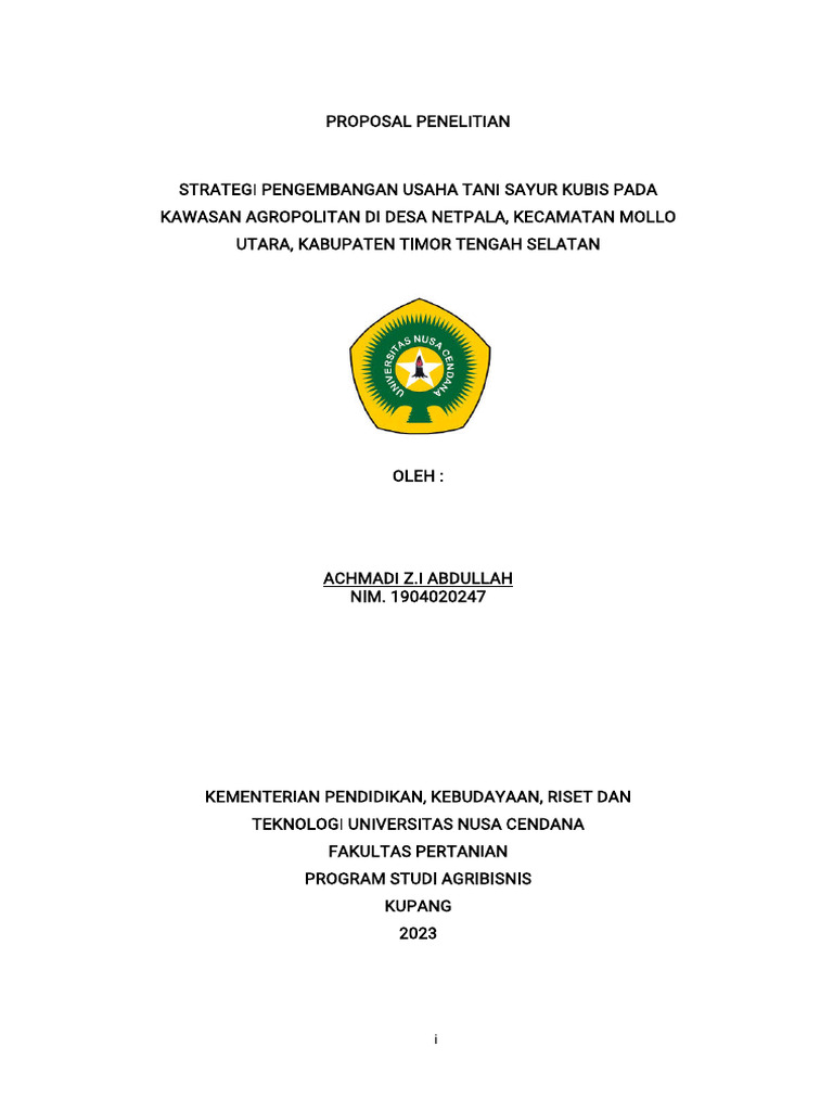 Proposal - Ahmadi Z.I Abdullah | PDF