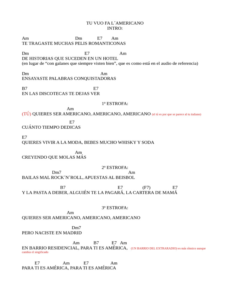 Tu Vuo Fa L Americano | PDF