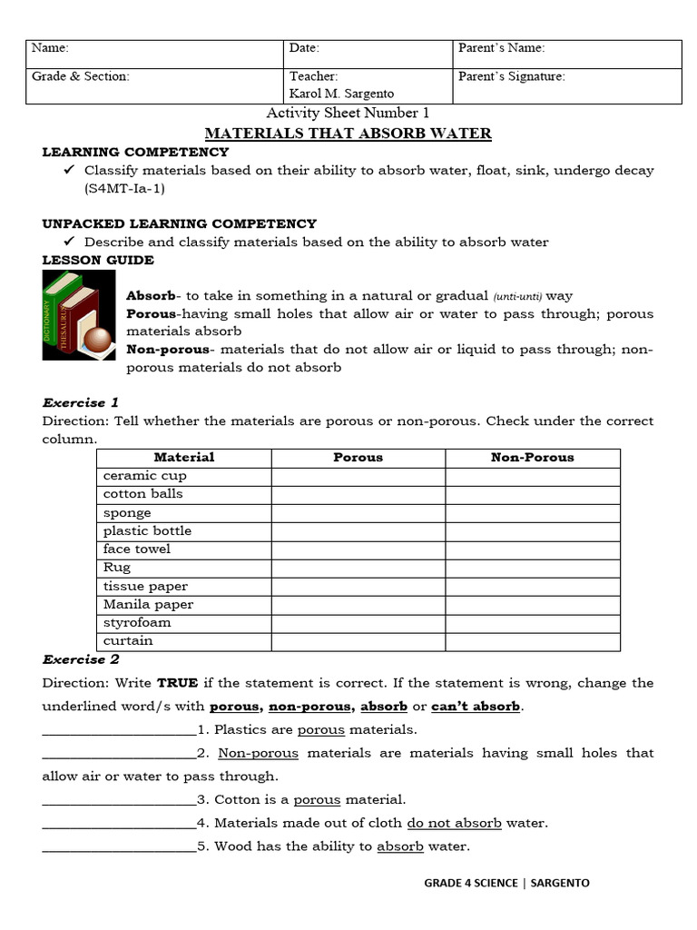 Quarter 1 Science 4 Activity Sheet No. 1 | PDF