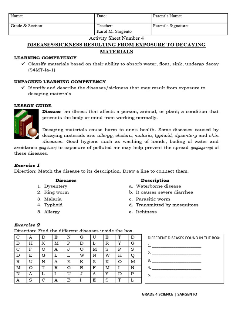 Quarter 1 Science 4 Activity Sheet No. 4 | PDF | Parasitism | Malaria