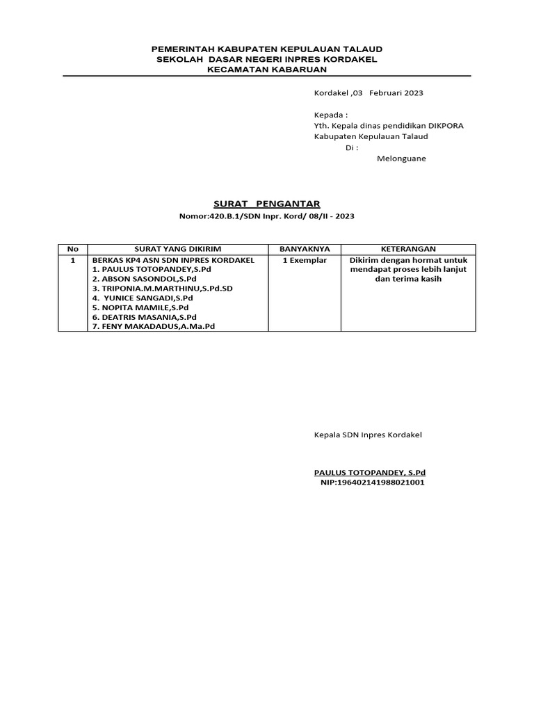 Surat Pengantar KP4 | PDF