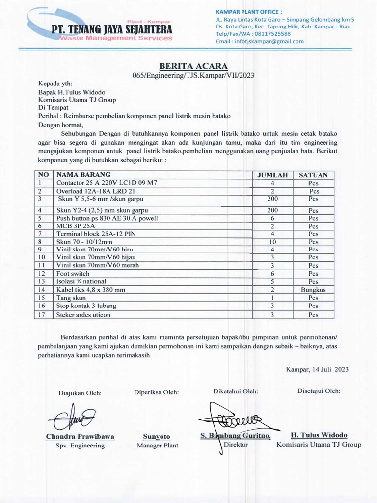 Contoh Request Order | PDF