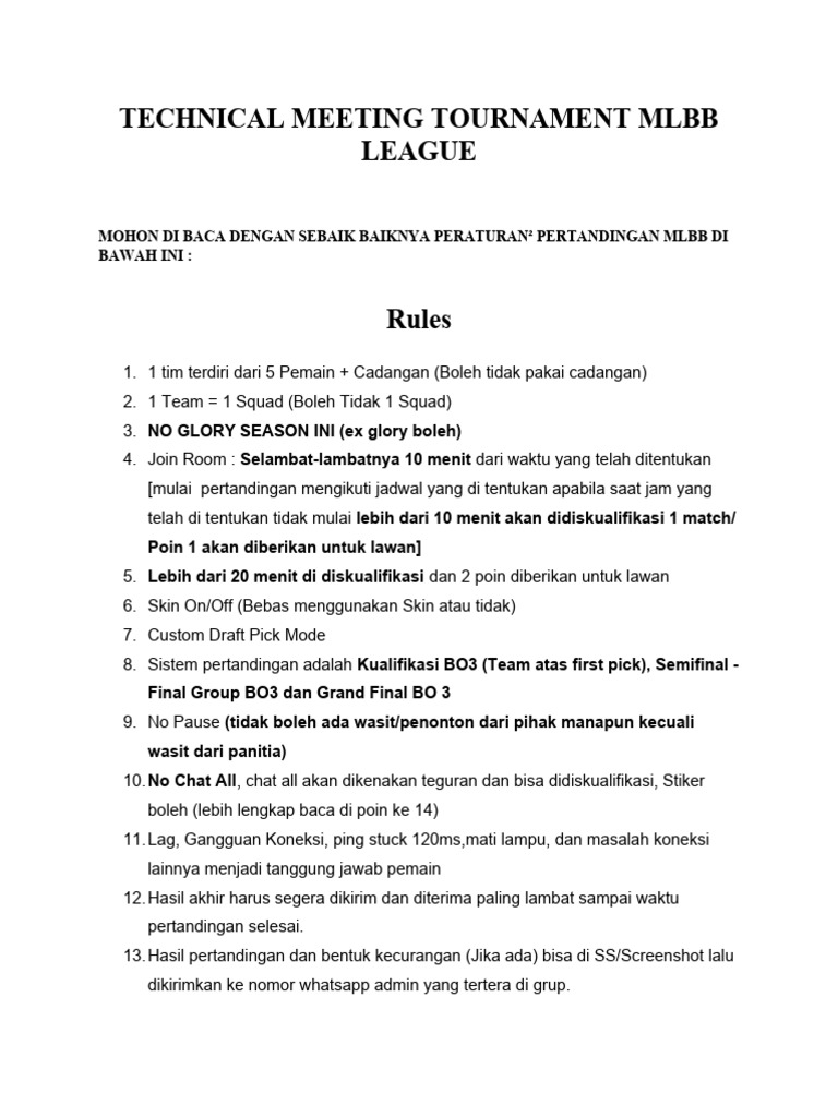 Aturan Turnamen MLBB 2023 | PDF
