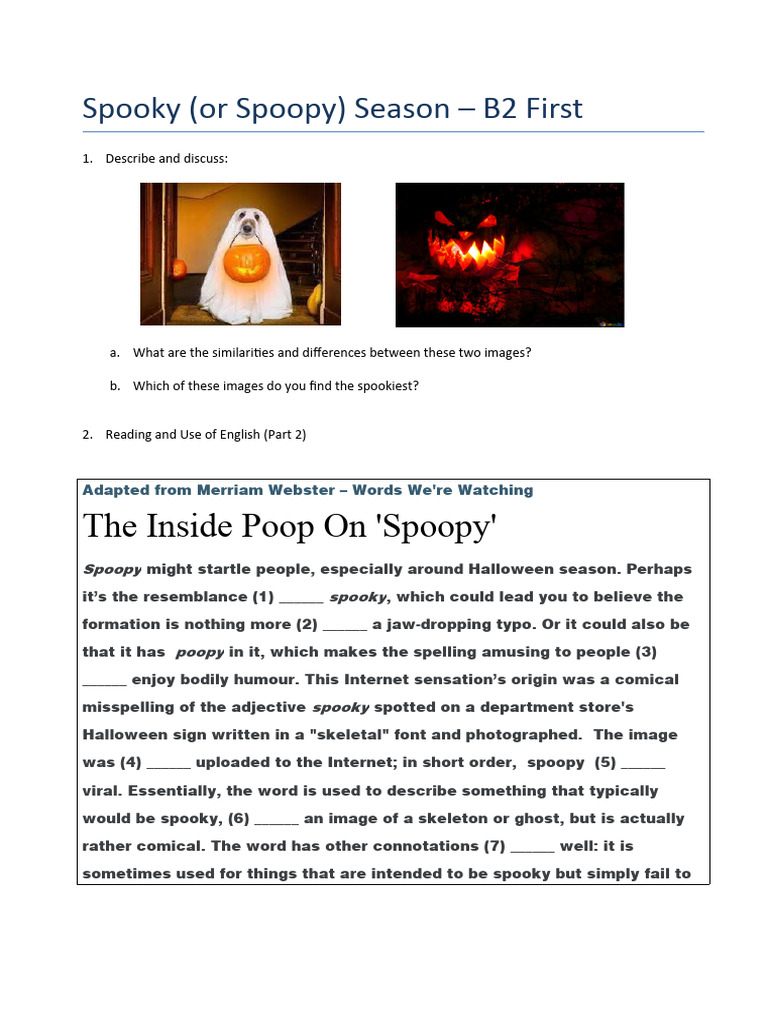 Spoopy Season Fce Student Handout 1 | PDF | Devil | Hell