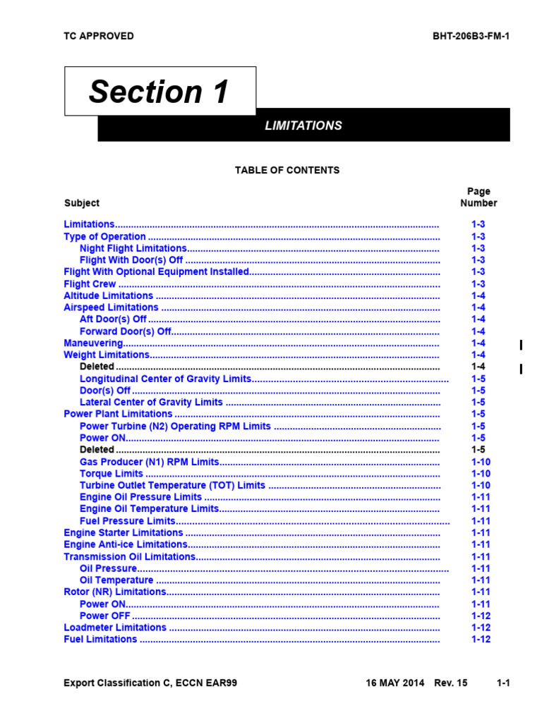 206B3-FM-01-S01 - Flight Manual (Section 1 - Limitations) | PDF